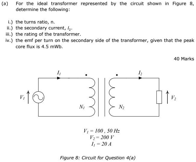 SOLVED: (a) For the ideal transformer represented determine the following: the circuit shown ...