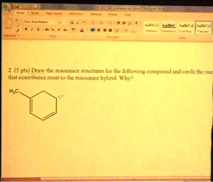 SOLVED: ' Draw the resonance structures for the following compound and circle the one that ...