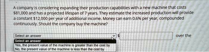 SOLVED: Texts: A company is considering expanding their production ... SOLVED: Texts: A company is considering expanding their production ...