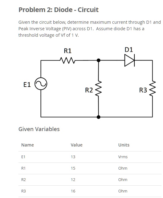 SOLVED: What is the maximum current (peak value) through diode D1? What is the maximum Peak ...