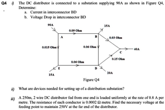 SOLVED: Q4 i) The DC distributor is connected to a substation supplying ...