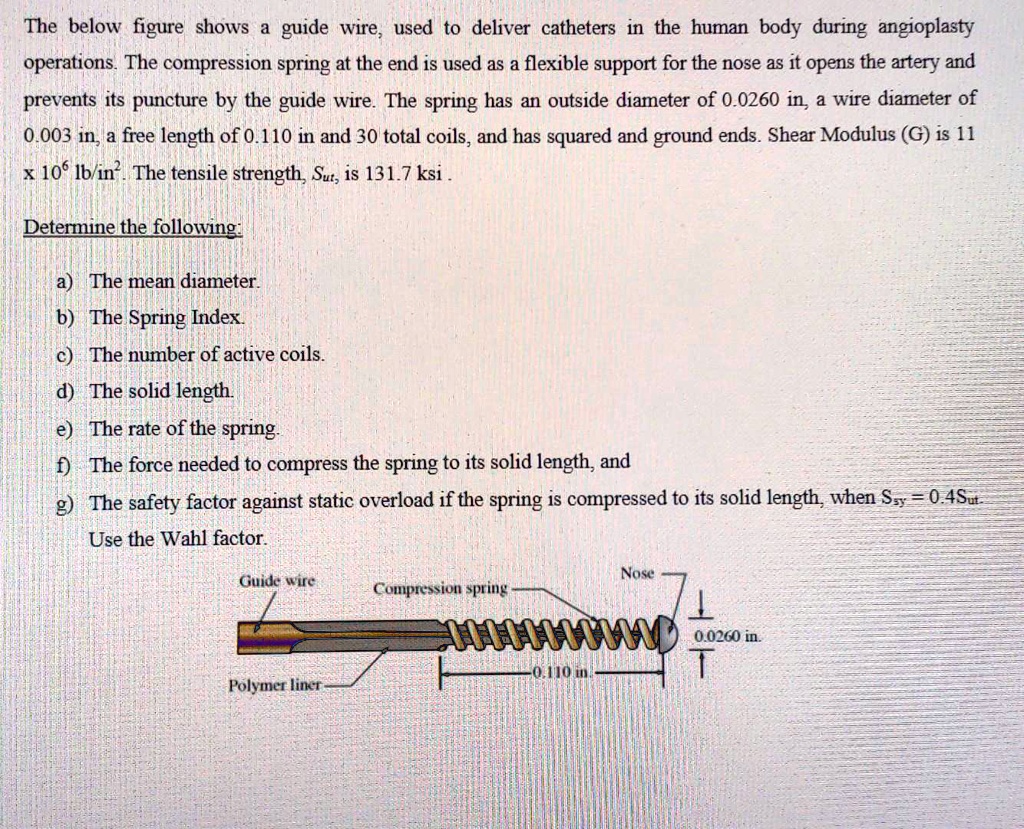 SOLVED: The figure below shows a guide wire used to deliver catheters ...