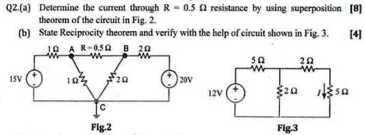 q2adetermine the current through r 05 resistance by using superposition 8 theorem of the circuit ...
