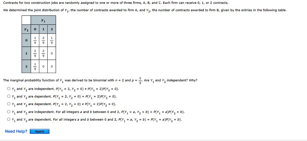 contracts for two construction jobs are randomly assigned to one more ...