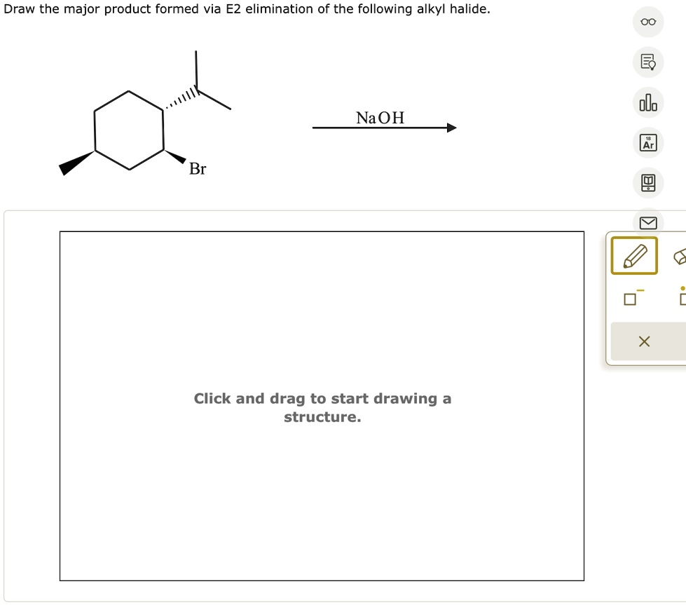 draw the major product formed via e2 elimination of the following alkyl halide infty naoh 18 ...