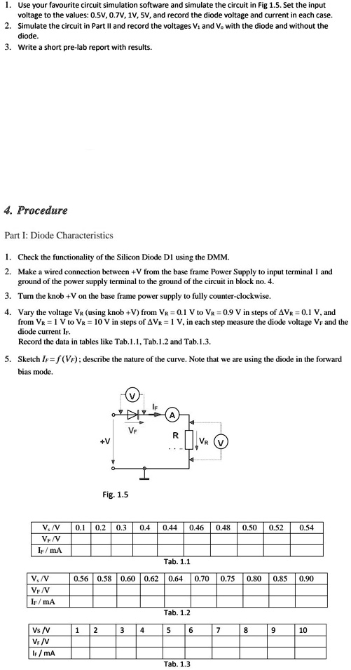 SOLVED: Use your favorite circuit simulation software and simulate the circuit in Fig 1.5. Set ...