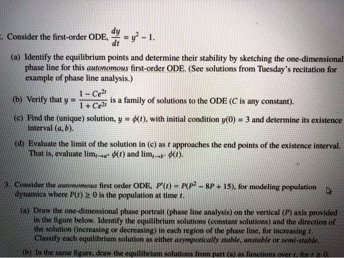 consider the first order ode dy y7 hidentify the equilibrium points and determine their ...