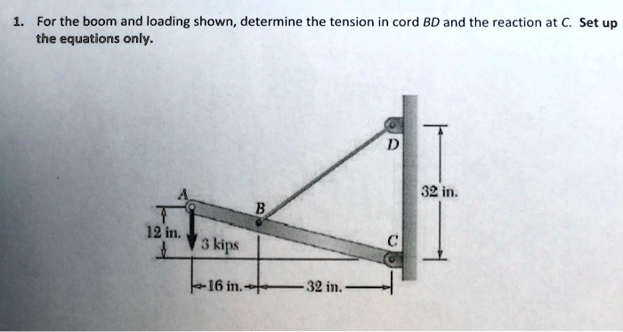 1. For the boom and loading shown, determine the tension in cord BD and ...