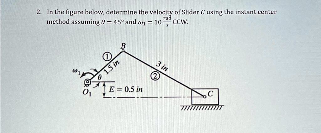 2. In the figure below, determine the velocity of Slider C using the instant center method ...