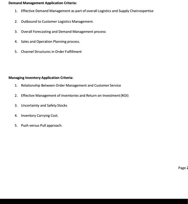 Demand Management Application Criteria: 1. Effective Demand Management ...