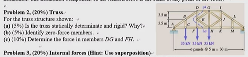 problem 2 truss for the truss structure shown a is the truss statically ...
