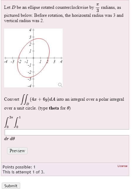 SOLVED: Let D be an ellipse rotated counterclockwise by radians, as ...