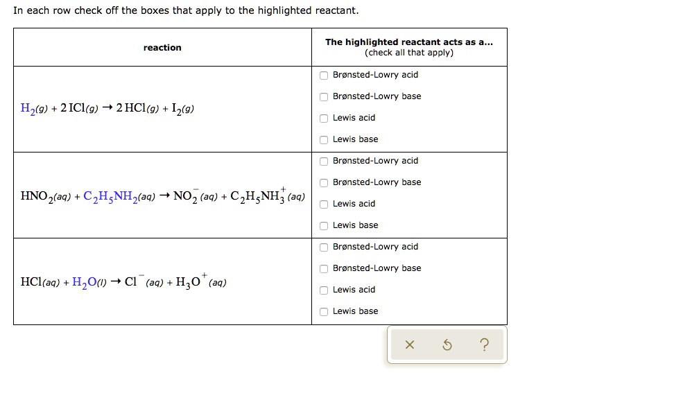SOLVED: In each row check off the boxes that apply to the highlighted ...