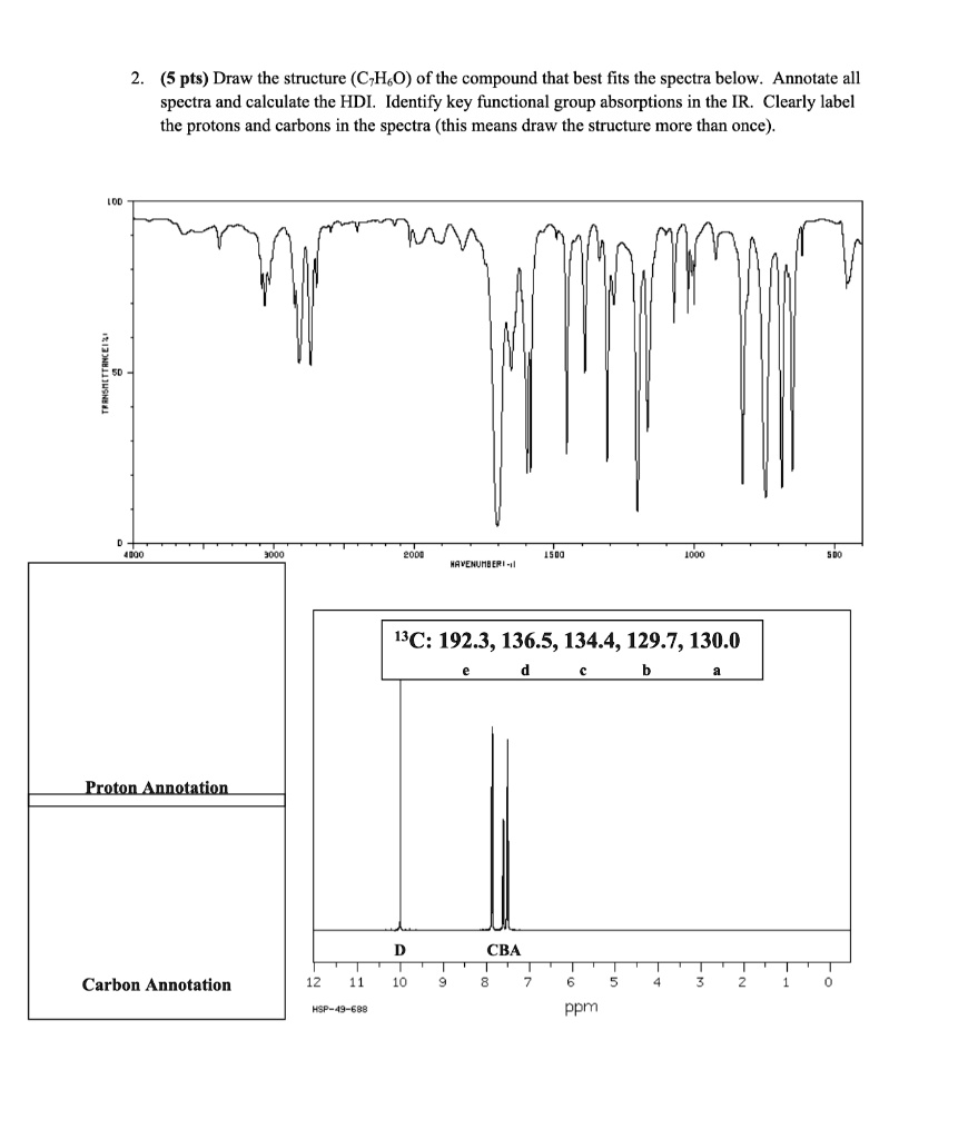 5 pts draw the structure cho of the compound that best fits the spectra ...