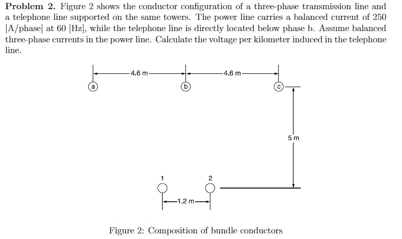 SOLVED: Problem 2. Figure 2 shows the conductor configuration of a three-phase transmission line ...