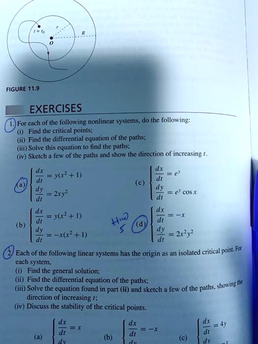 figure 119 exercises for each of the following nonlinear systems do the following find the ...