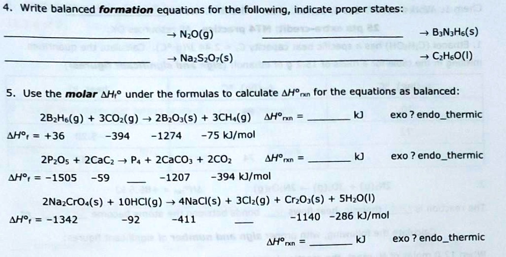 4 write balanced formation equations for the following indicate proper ...