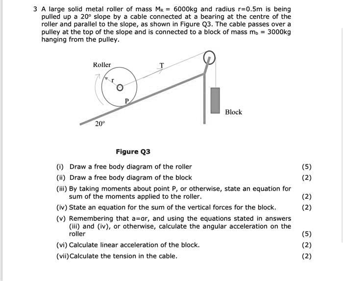 SOLVED: A large solid metal roller of mass MR = 6000 kg and radius r ...