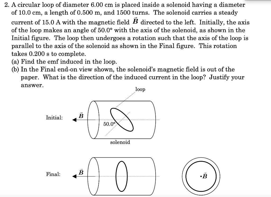 SOLVED:2. A circular loop of diameter 6.00 cm is placed inside a ...