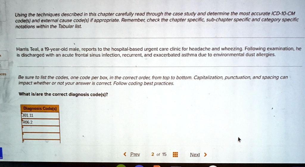 what isare the correct diagnosis code s using the techniques described in this chapter carefully ...