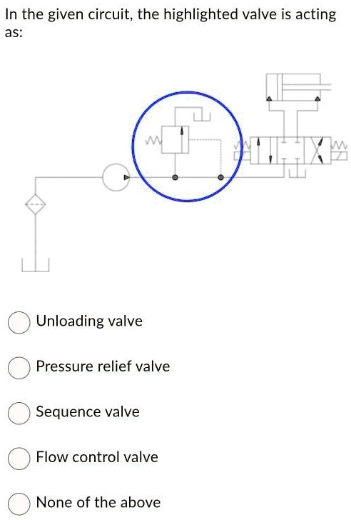 SOLVED: In the given circuit, the highlighted valve is acting as ...