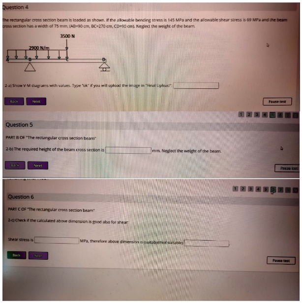 SOLVED: Question The rectangular cross section beam is loaded as shown. If the allowable bending ...