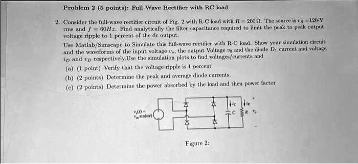 SOLVED: Problem 2 (5 points): Full Wave Rectifier with RC load 2 ...