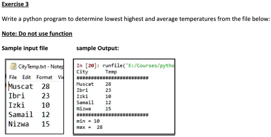 Solved Exercise 3 Write A Python Program Without Using Min And Max Functions To Determine The