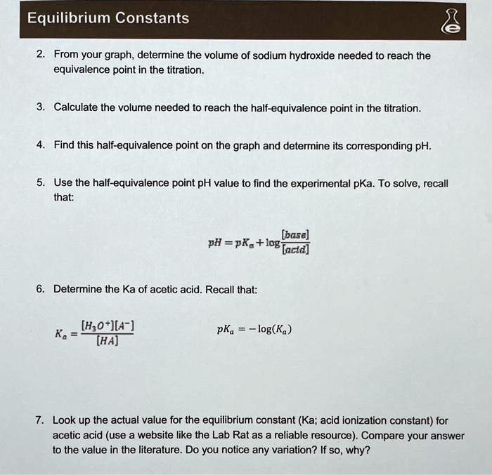 equilibrium constants from your graph determine the volume of sodium hydroxide needed to reach ...