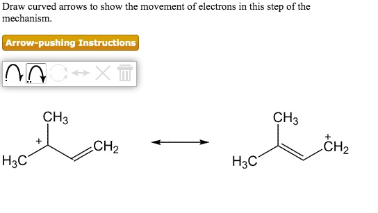 SOLVED: Draw curved arrows to show the movement of electrons in this step of the mechanism ...