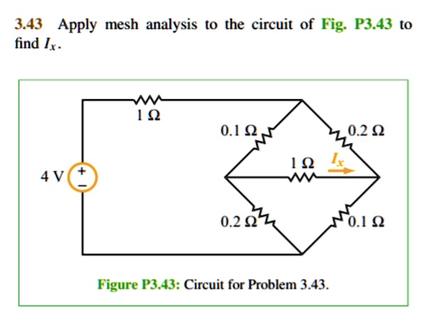 SOLVED: Hello, Please write out clearly how to apply mesh analysis to this circuit, and how to ...