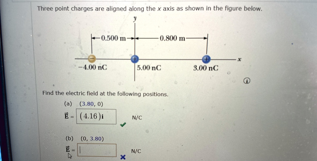 [GET ANSWER] three point charges are aligned along the x axis as shown in the figure below y ...