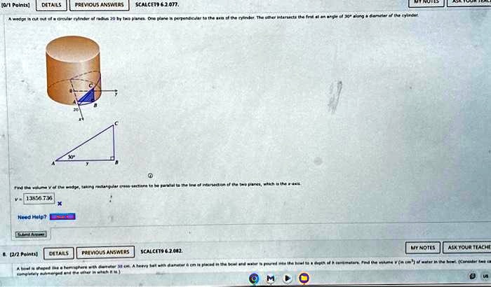 texts 01 points details a wedge is cut out of a circular cylinder of ...