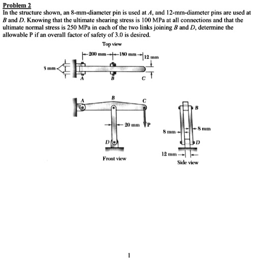 SOLVED: Problem 2 In the structure shown, an 8-mm-diameter pin is used ...