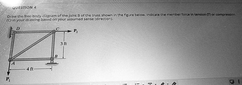 SOLVED: Draw the free-body diagram of the joint B of the truss shown in ...