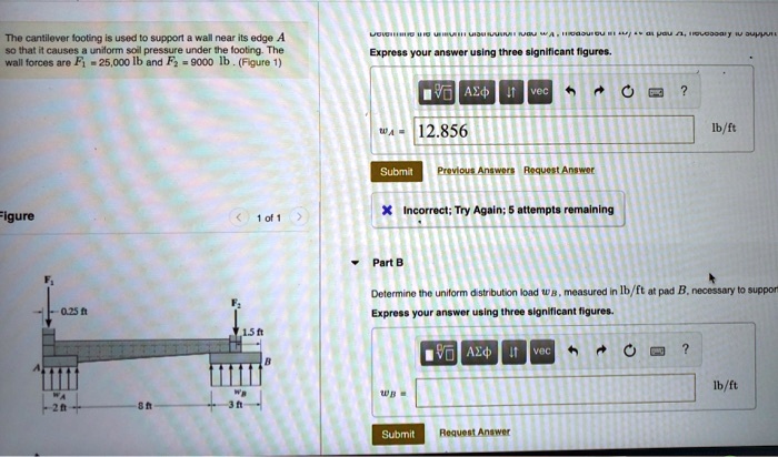 The cantilever footing is used to support a wall near its edge A so that it causes a uniform ...