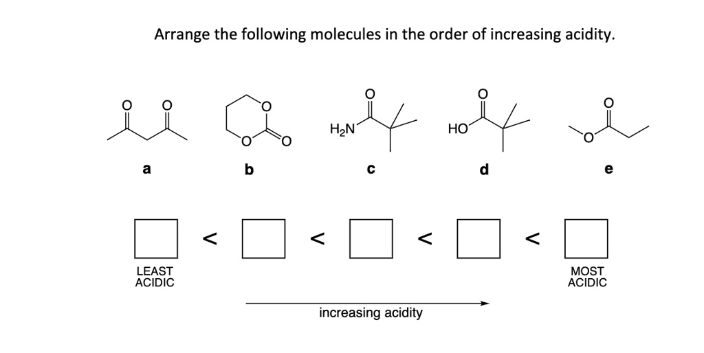 Solved Arrange The Following Molecules In The Order Of Increasing Acidity H2n Ho Least Acidic