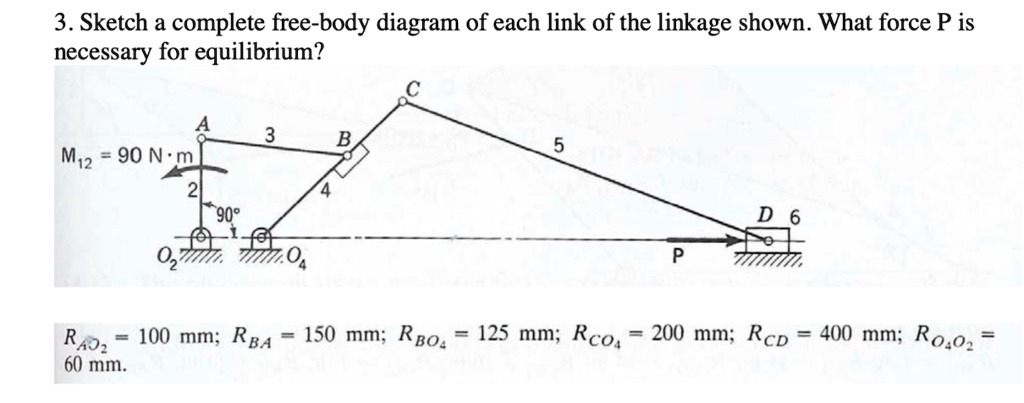SOLVED: 3. Sketch a complete free-body diagram of each link of the ...