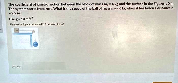 SOLVED: The coefficient of kinetic friction between the block of mass ...