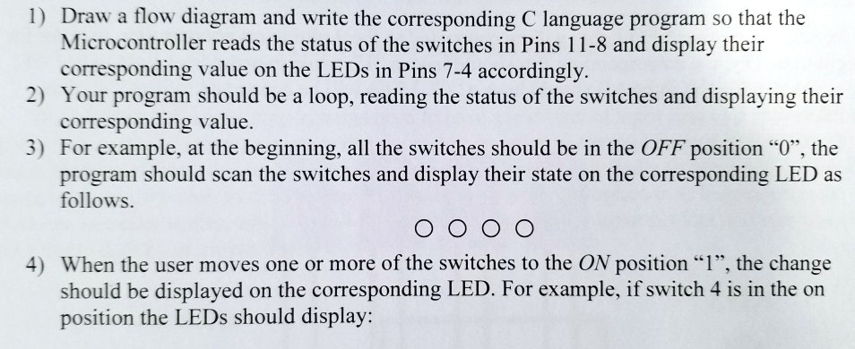 1) Draw a flow diagram and write the corresponding C language program so that the ...