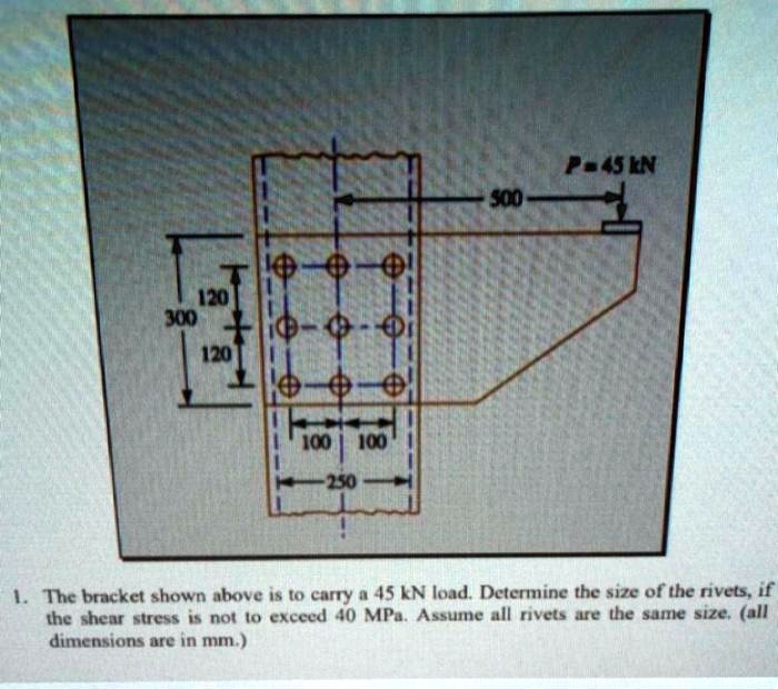 1. The bracket shown above is to carry a 45 kN load. Determine the size ...