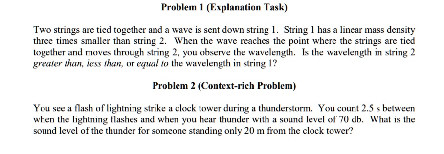 SOLVED: Problem 1 (Explanation Task) Two strings are tied together and ...