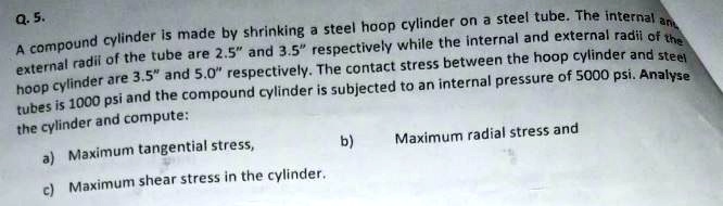 SOLVED: a) Maximum tangential stress b) Maximum shear stress in the ...