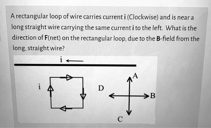 SOLVED: A rectangular loop ofwire carries current i (Clockwise) and is near a long straight wire ...
