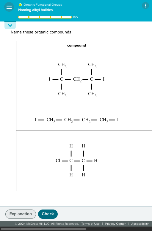 Organic Functional Groups Naming alkyl halldes Name these organic ...