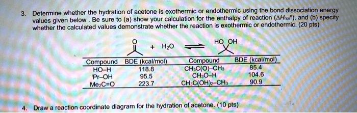 SOLVED: Determine whether the hydration of acetone exothermic or ...