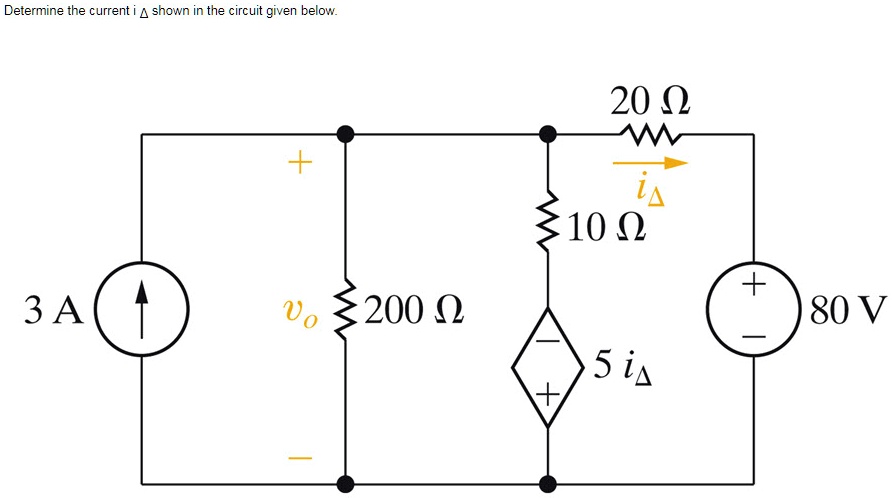 SOLVED: Determine the current i Δ shown in the circuit given below. Determine the current i ...