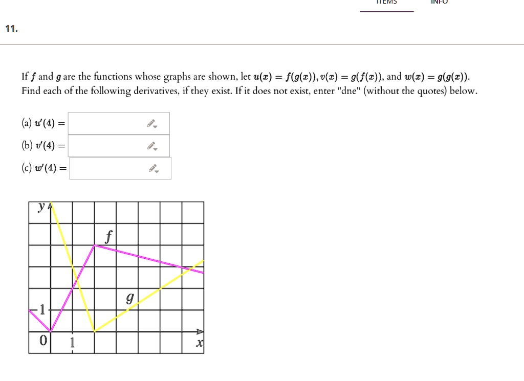 SOLVED: EMS 113 If f and gare the functions whose graphs are shown ler u(z) = f(g(z)) , v(z) = g ...
