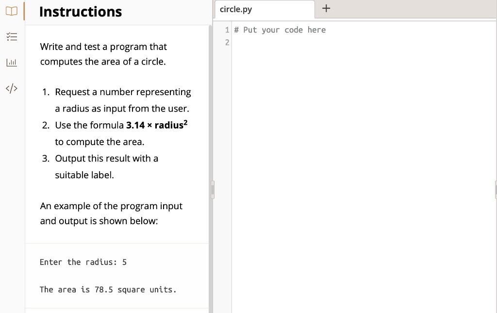 Circlepy Put Your Code Here Write And Test A Program That Computes The Area Of A Circle 1