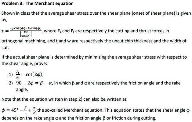 SOLVED: need expln. Problem 3.The Merchant equation Shown in class that ...